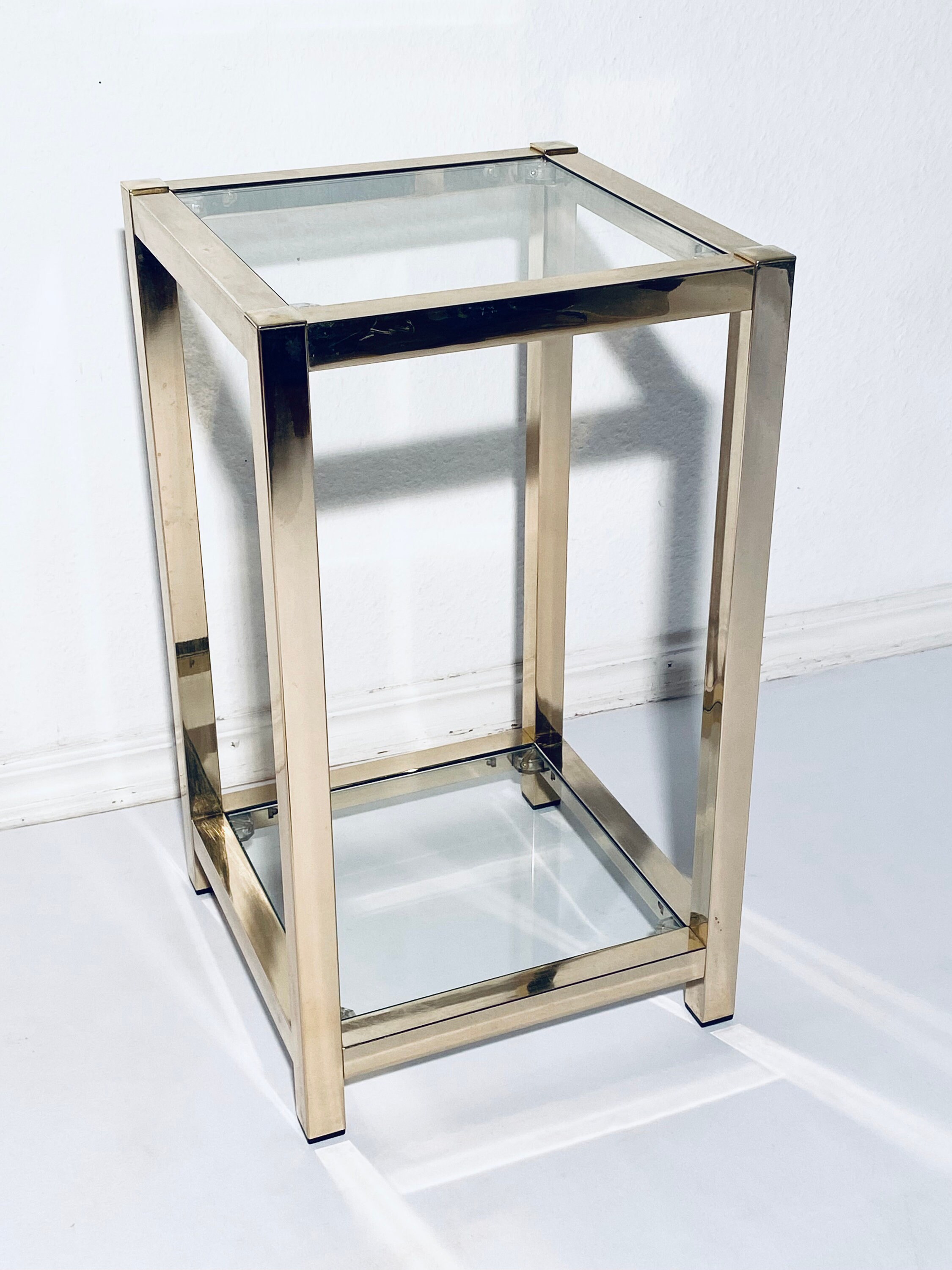 1970s Italian Gold Glass Shelves Stand Sofa Table / Vintage Home Decor ...