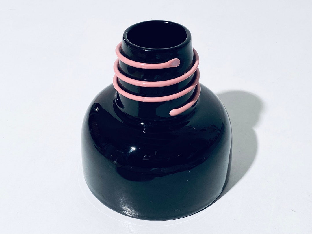 Black & Pink Fat Glass Vase / Vintage Design 1980s - Etsy