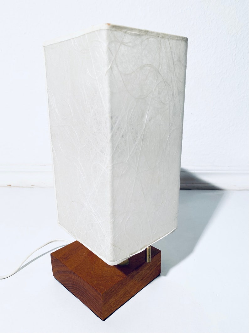 Elegant Mid-century Teak Paper Shade Table Lamp Bedside Lamp / - Etsy