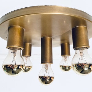 Mid-century Gold Round Ceiling or Wall Lamp / Vintage 1960s 1970s ...