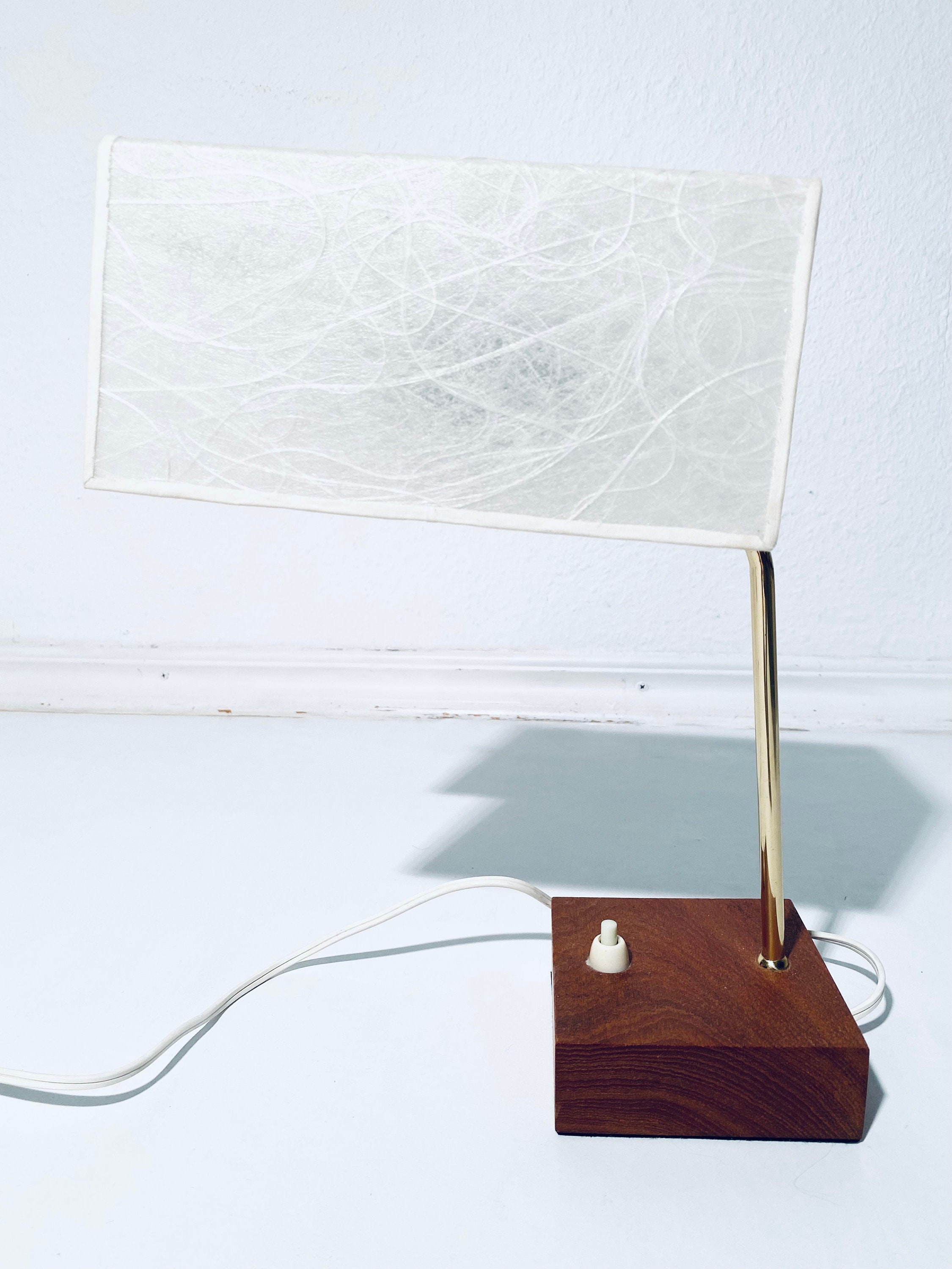Elegant Mid-century Teak Paper Shade Table Lamp Bedside Lamp / - Etsy
