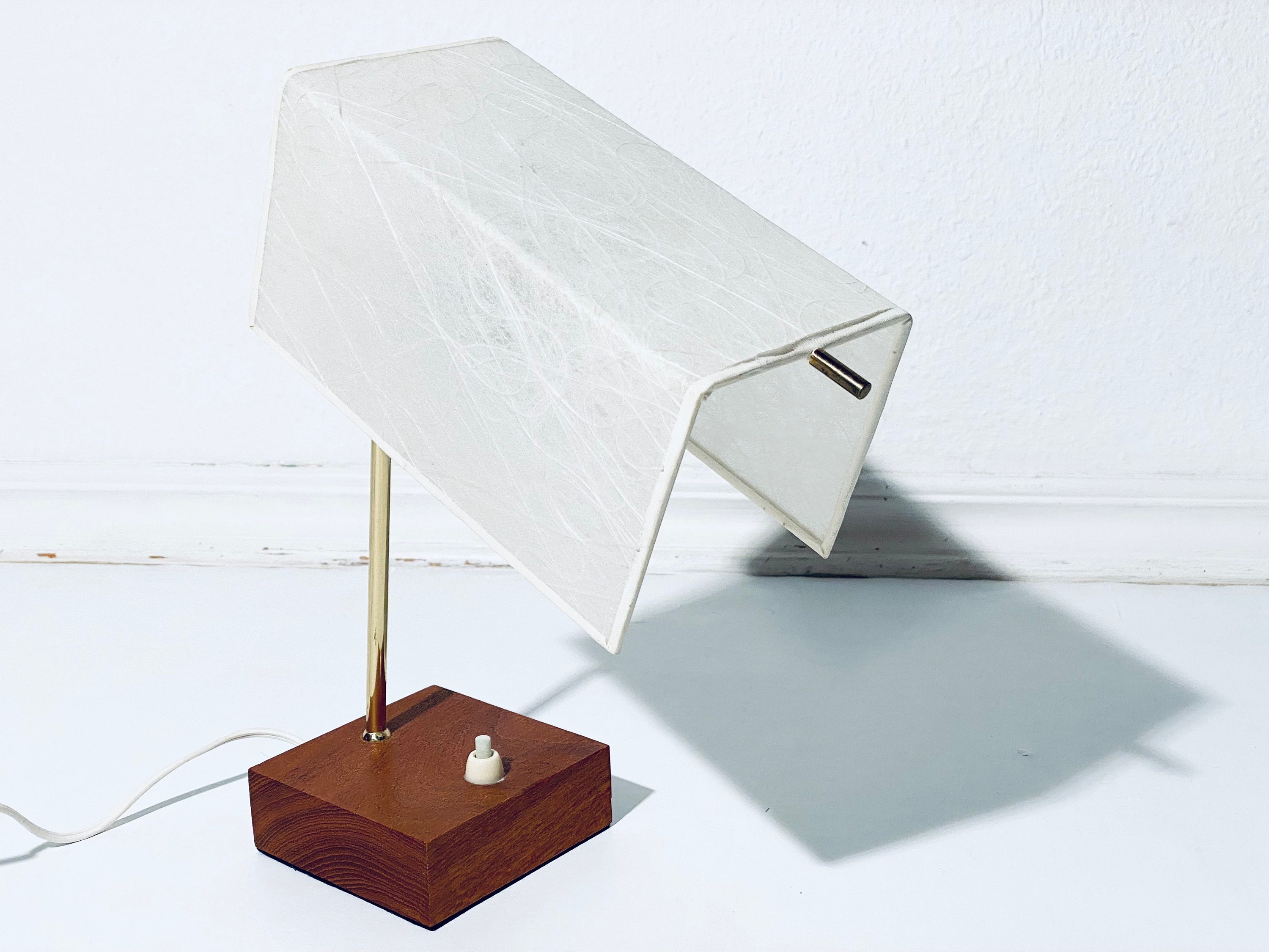 Elegant Mid-century Teak Paper Shade Table Lamp Bedside Lamp / - Etsy