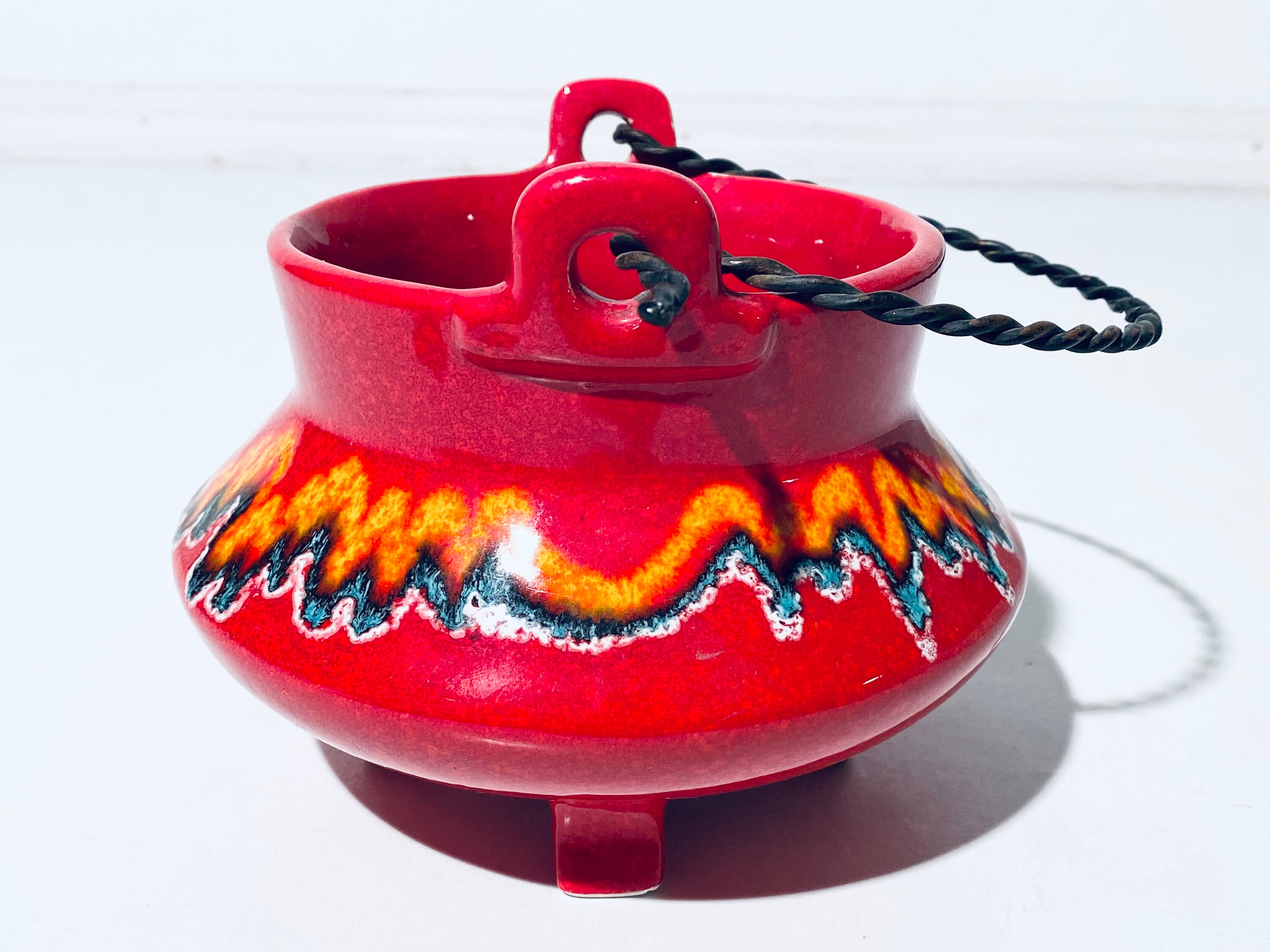 Red Bertoncello Ceramic Brazier Plant Pot Planter Fat Lava / - Etsy