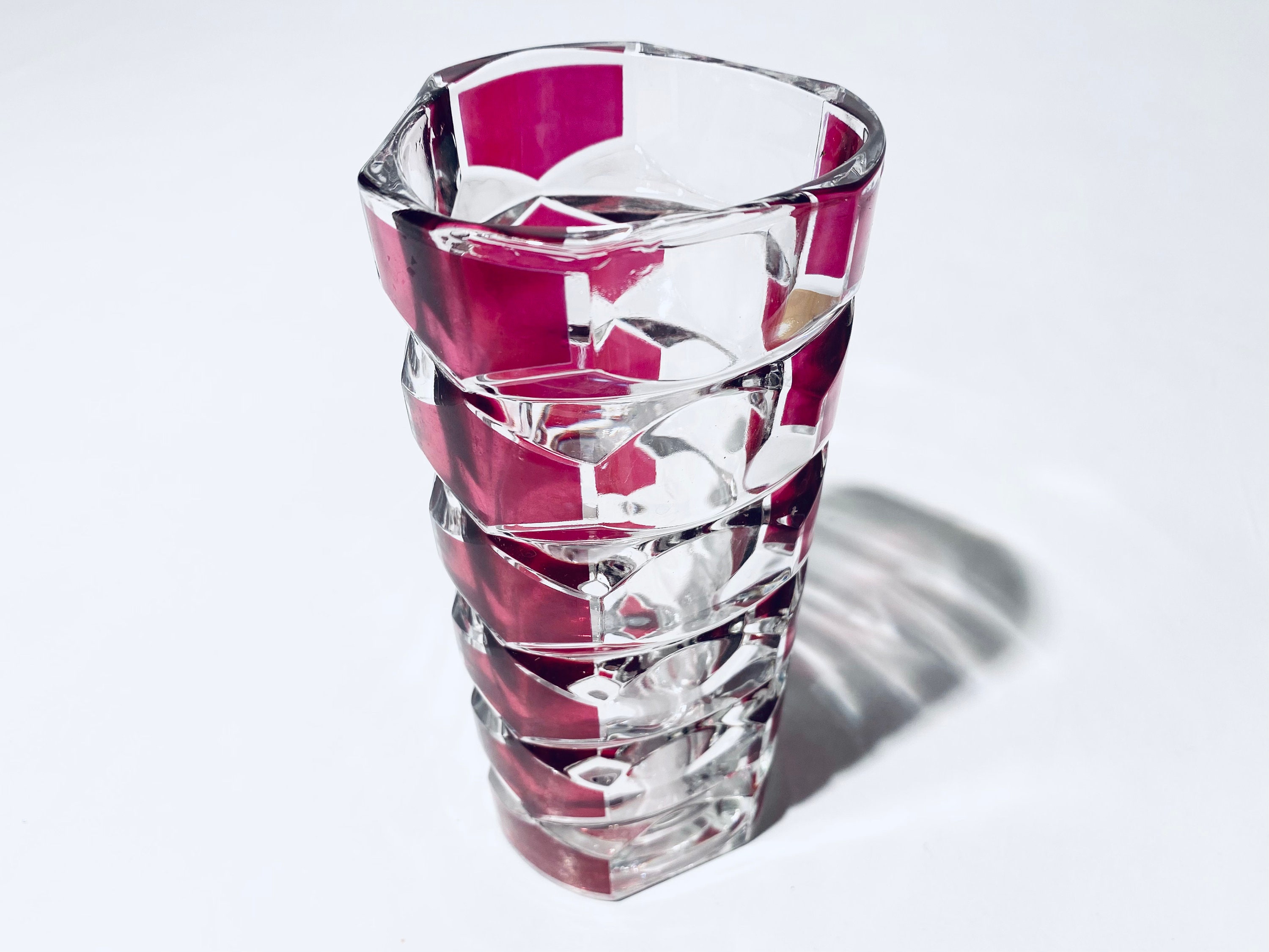 Triangular Glass Vase Art Deco Style / 1960s Vintage Decor - Etsy