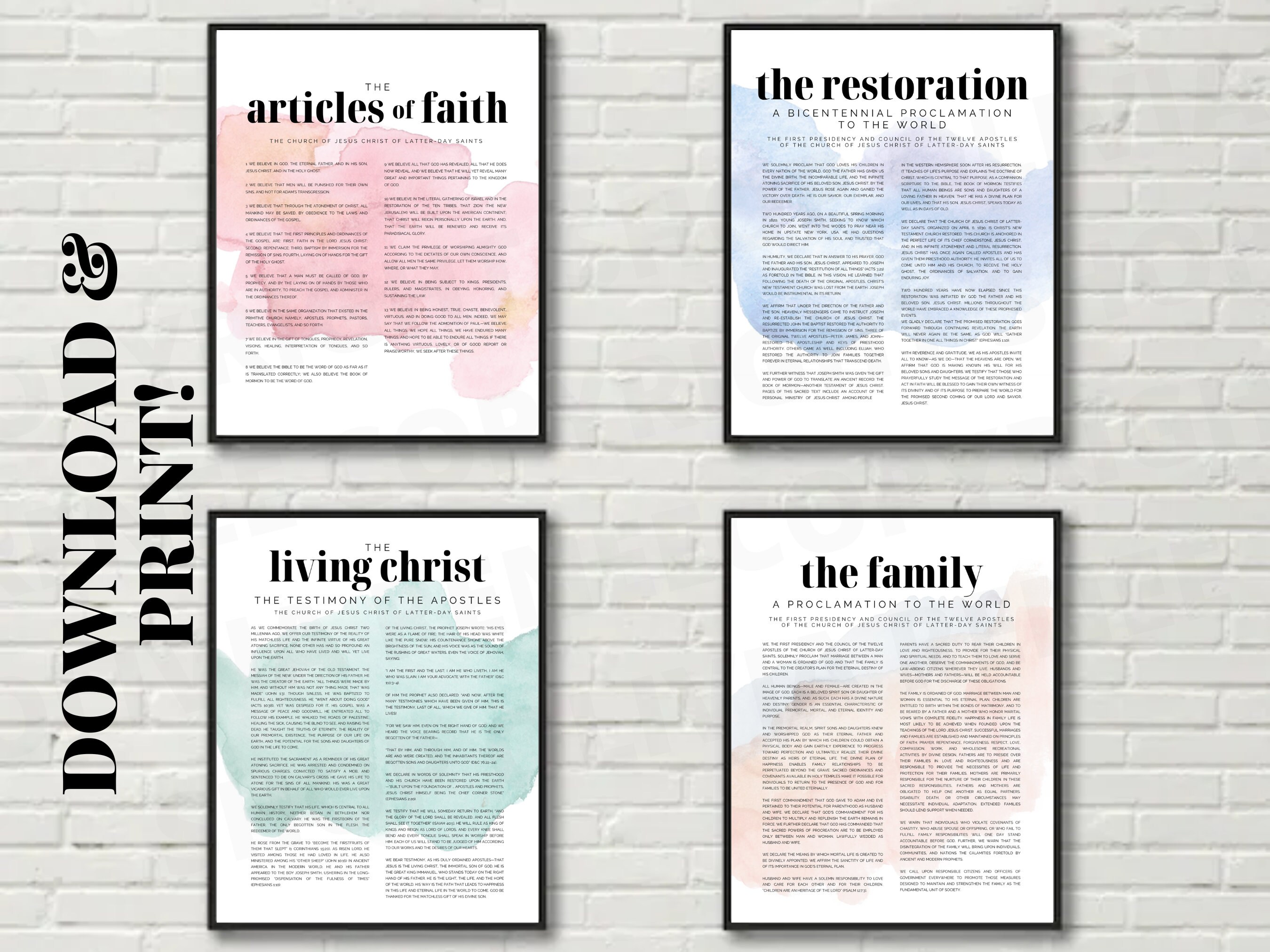 LDS Bold LC Watercolor Bundle, Instant Download | the Living Christ ...