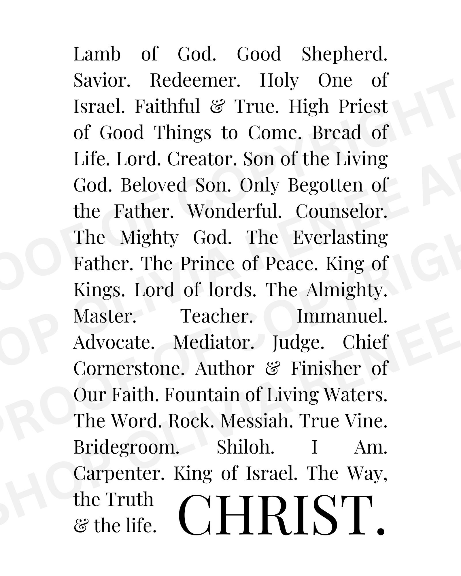 Names of Christ | DIGITAL DOWNLOAD | Christian Artwork | Jesus Christ ...