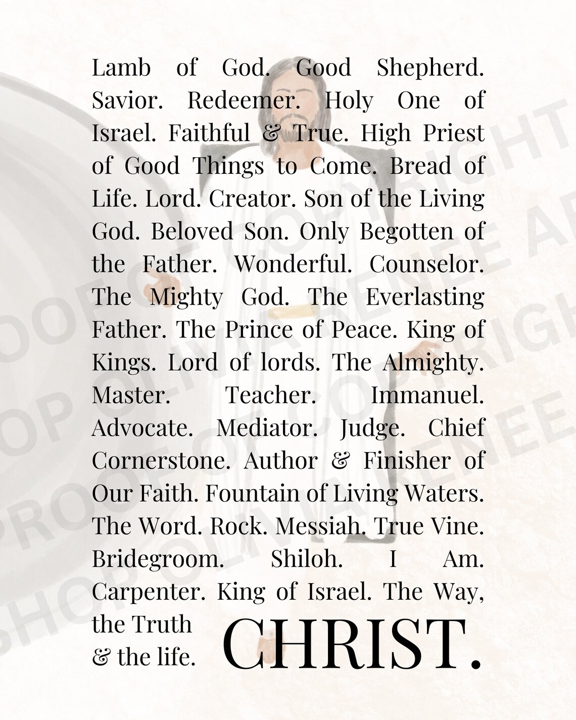 Names of Christ | DIGITAL DOWNLOAD | Christian Artwork | Jesus Christ ...