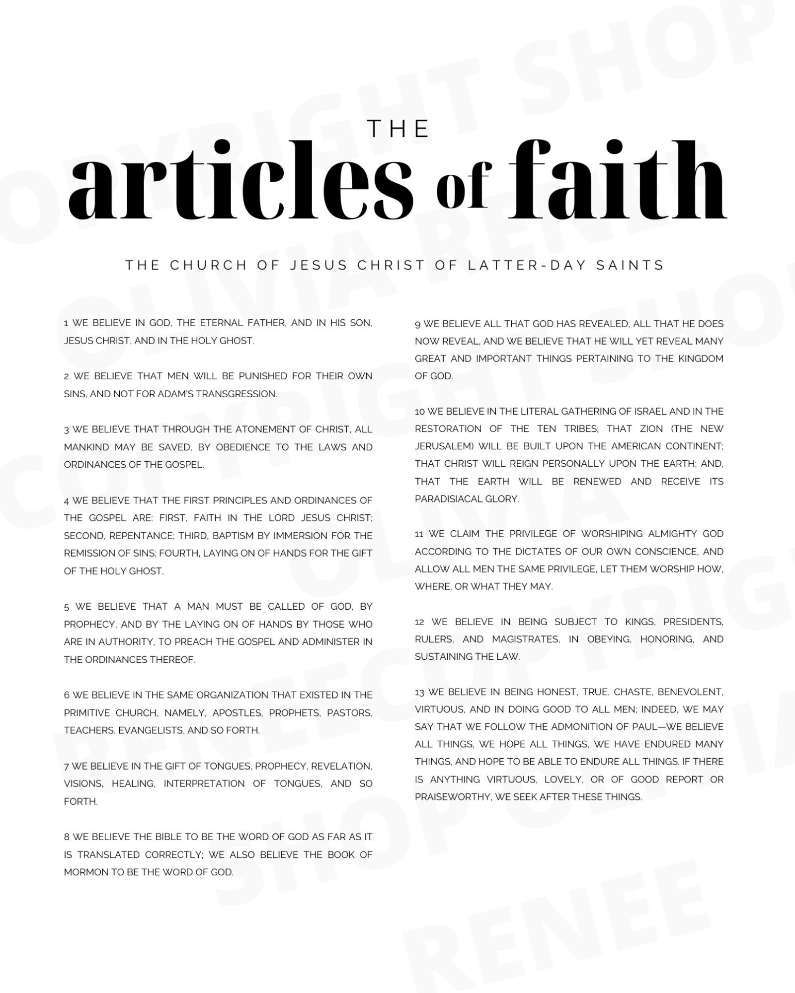 LDS Bold LC Watercolor Bundle, Instant Download | the Living Christ ...