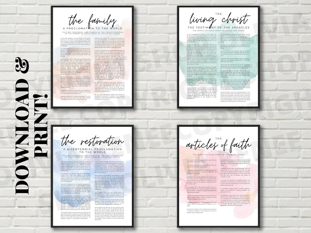 LDS Cursive Watercolor Bundle, Instant Download | the Living Christ ...