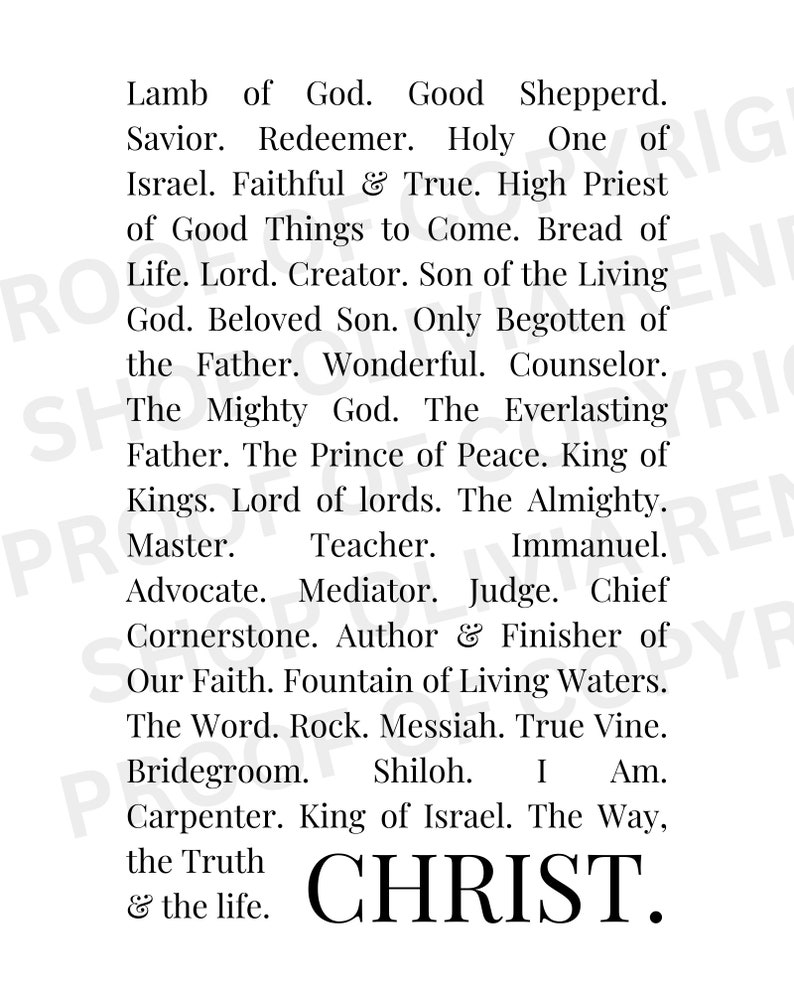 Names of Christ DIGITAL DOWNLOAD Christian Artwork Jesus - Etsy