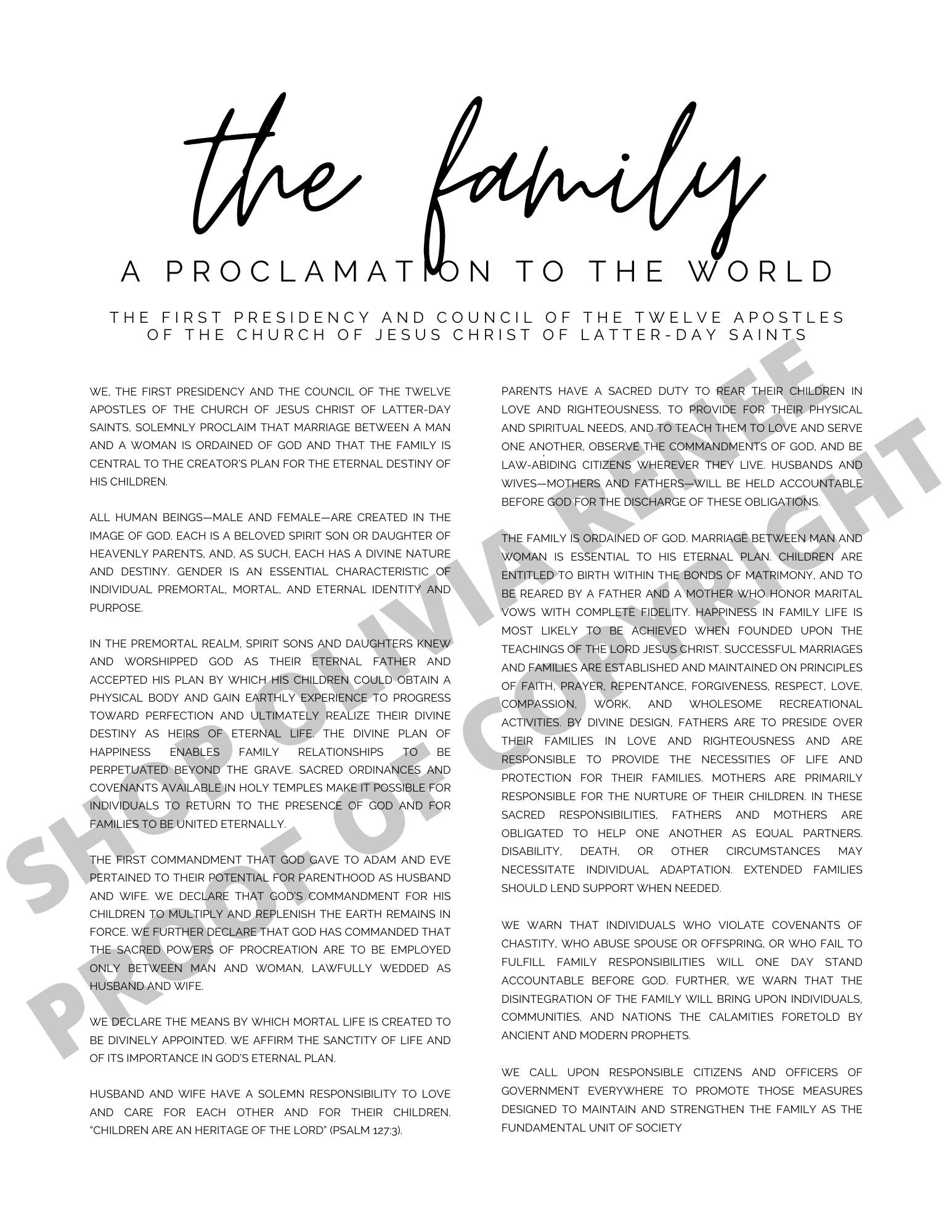 LDS Cursive Watercolor Bundle, Instant Download | the Living Christ ...