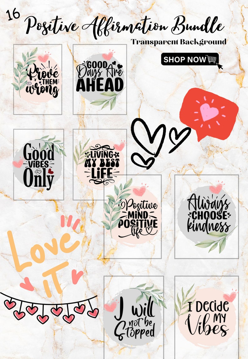 16 Printable Positive Affirmation Quotes Bundle, Digital Jpg Reading ...