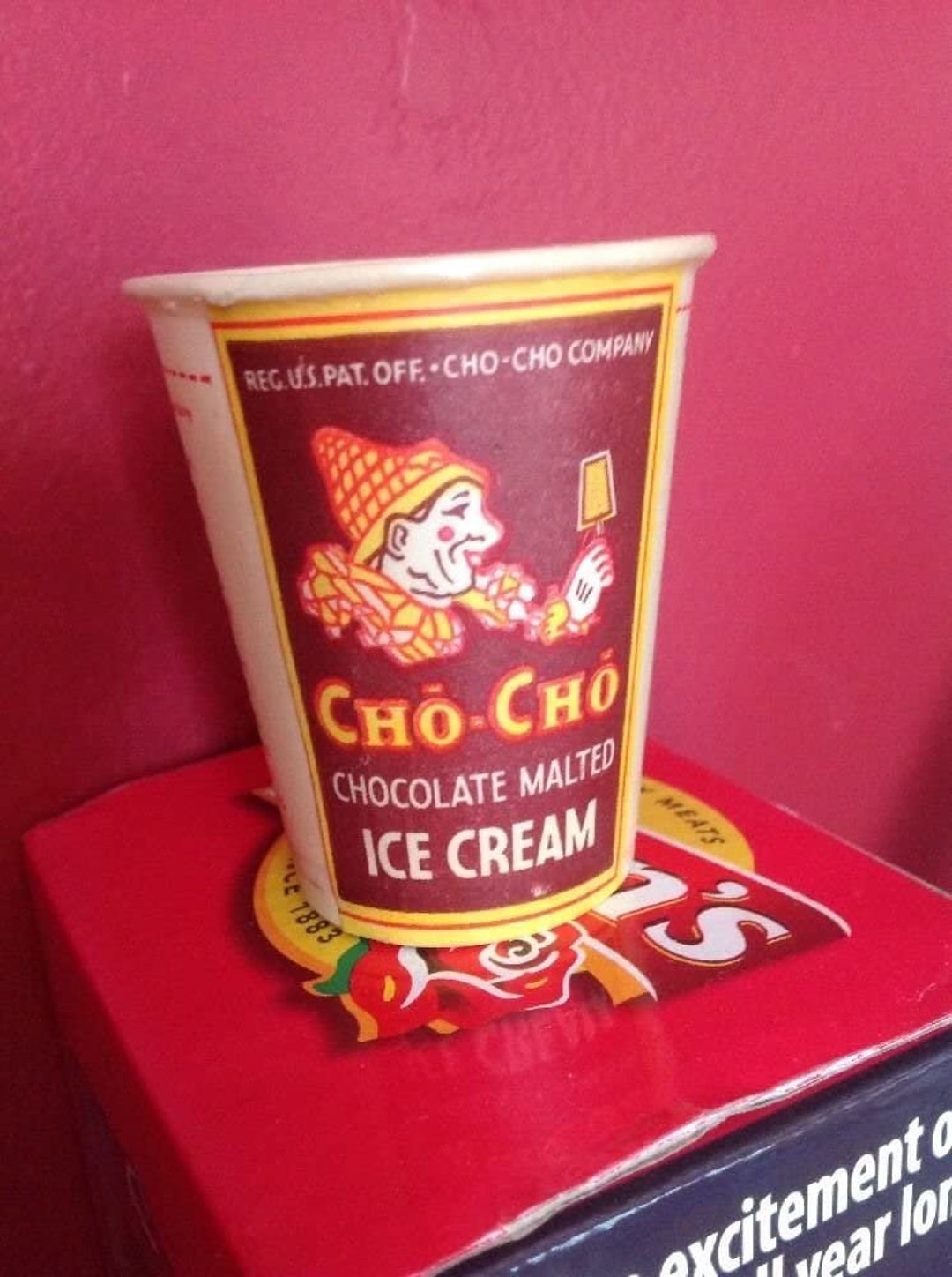 Vintage Wax Cup CHO CHO Chocolate Malted Ice Cream Clown Los Angeles - Etsy