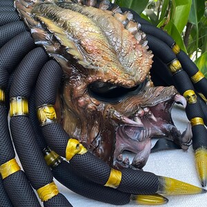 Golden Brown Custom Predator Motorcycle Helmet With Dreads and Fangs - Etsy