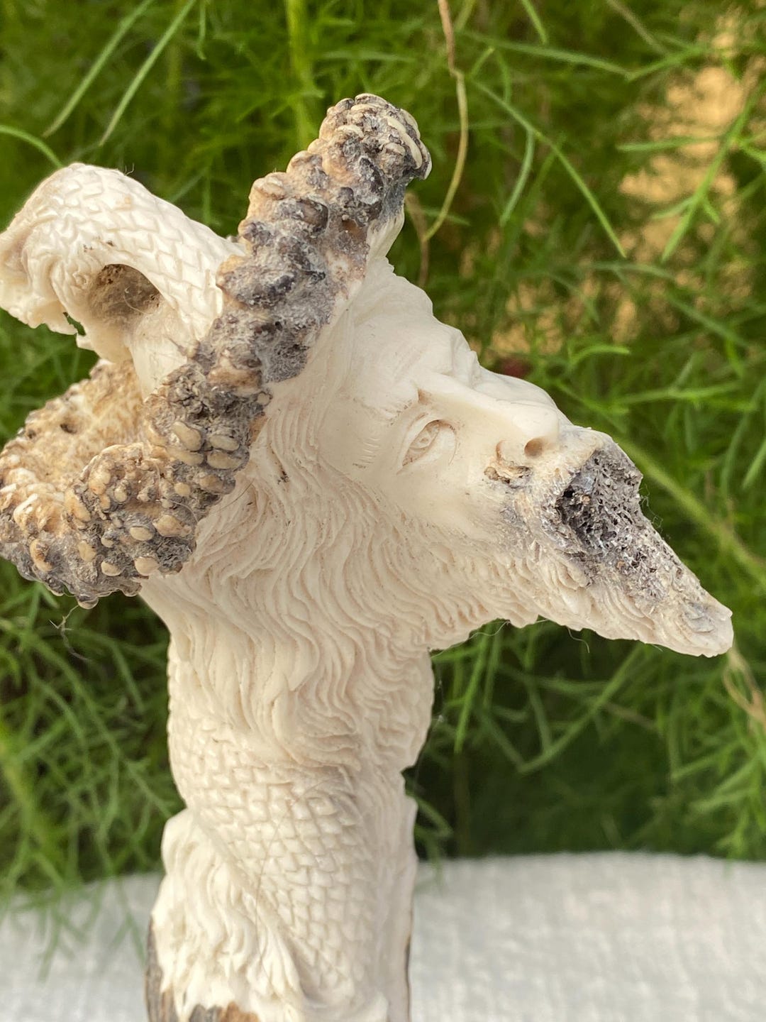 Snake Moose Knife Handle, Antler Carving, Antler Knife Handle, Man With ...