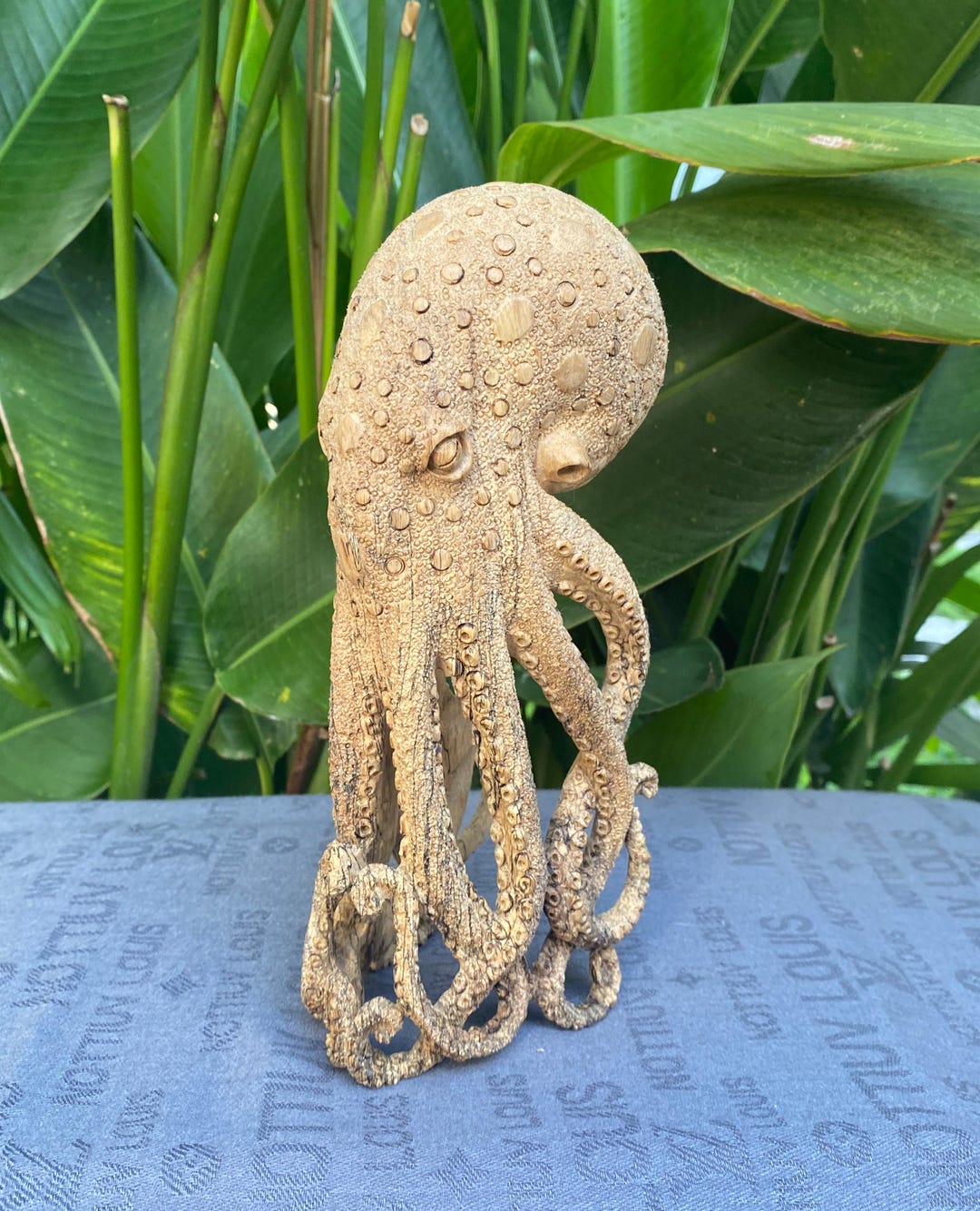 Unique Octopus Carved Wooden Statue, Carved Octopus Skull - Etsy