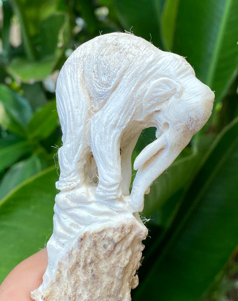 Elephant Knife Handle Elephant Carved Knife Handle Deer Antler Carving ...