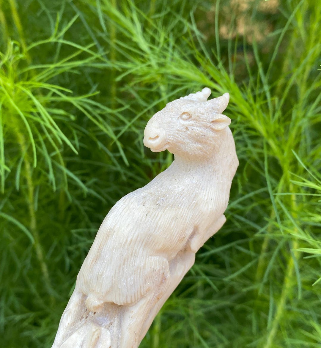Carved Antler Knife Handle: Mountain Goat Design - Etsy