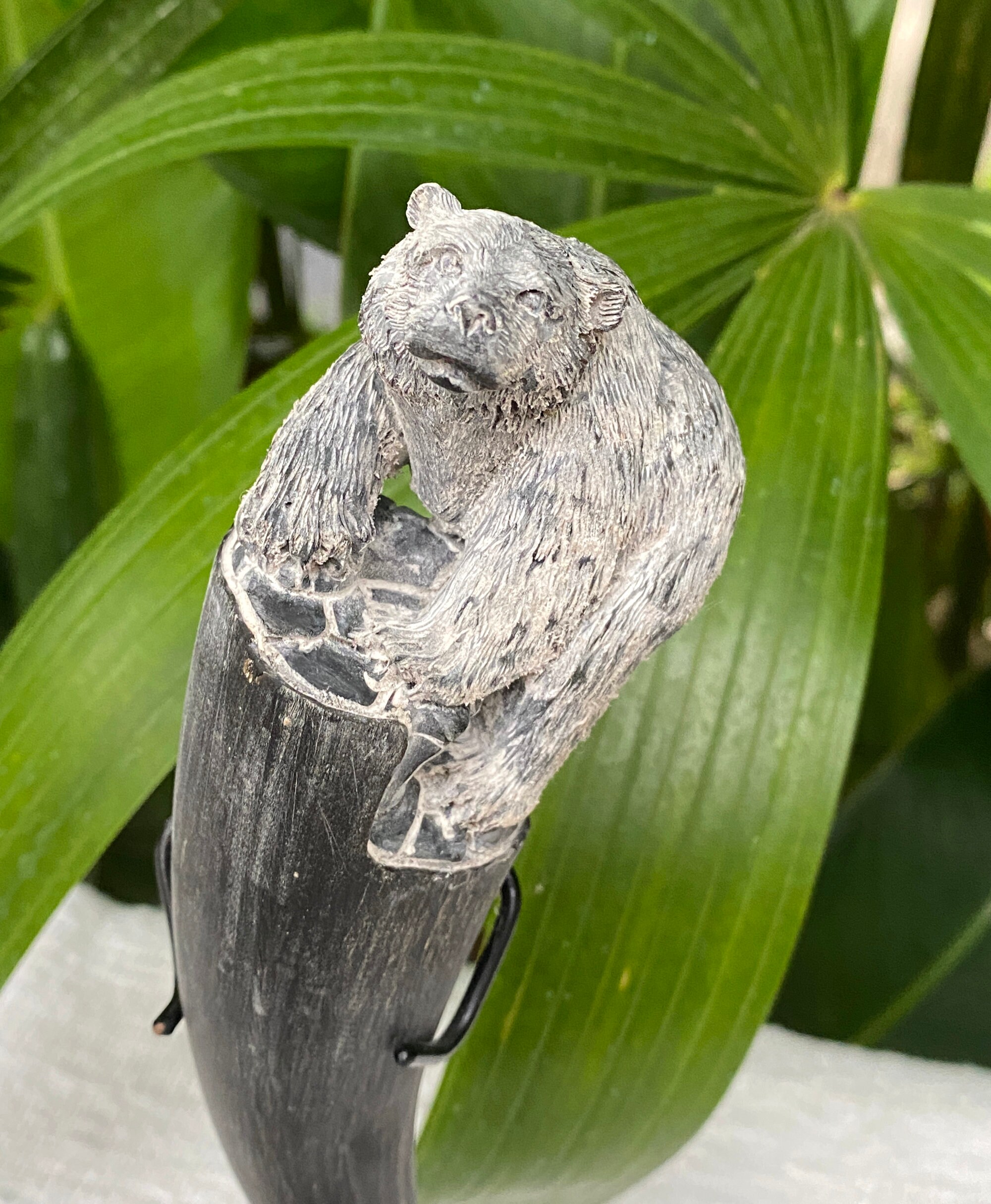 Brown Bear Knife Handle Made From Buffalo Horn, Bone Carving, Handle ...