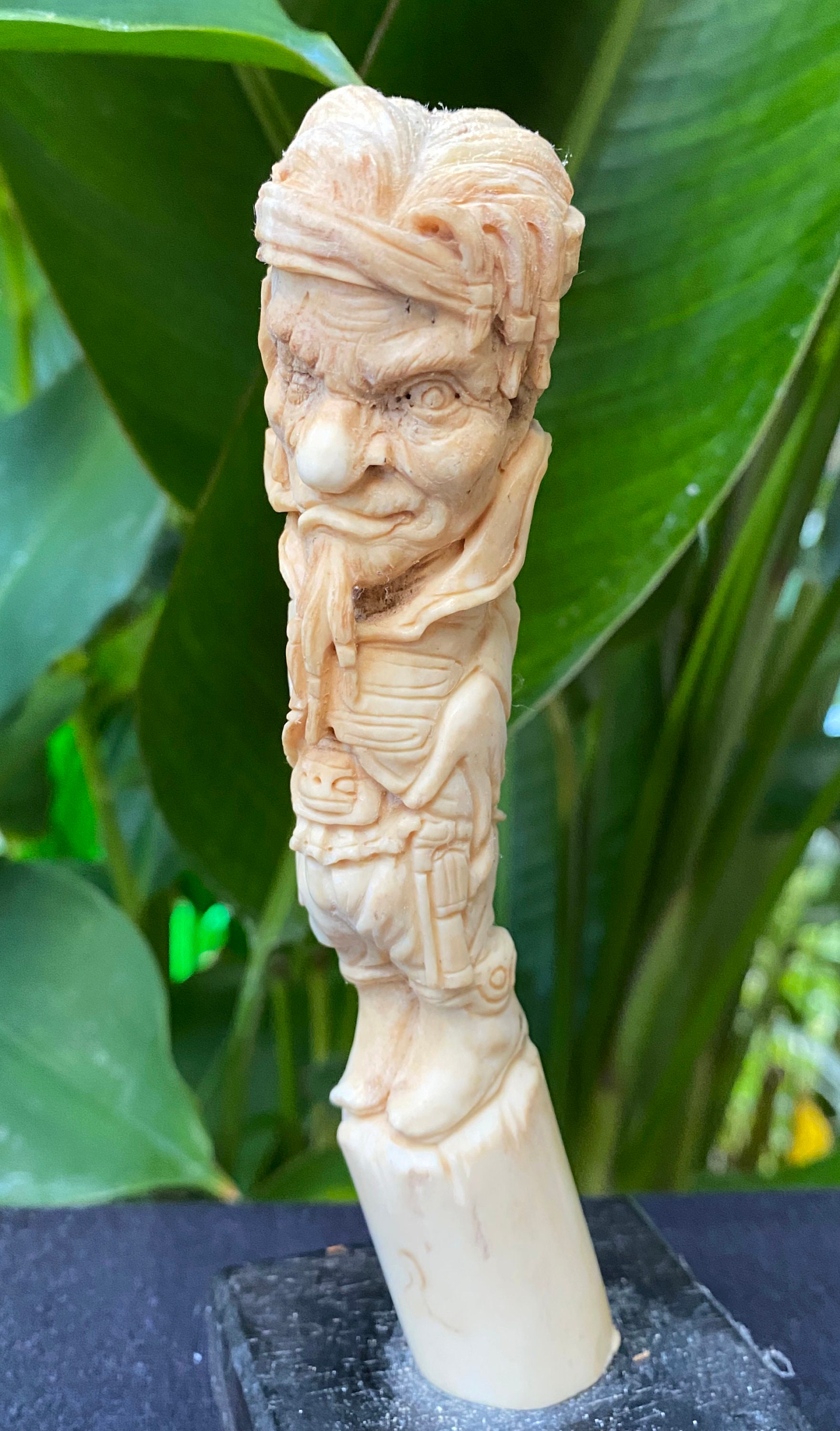 Moose Handle Pirate Carved Antler Knife Handle Davy Jones Pirates Moose ...