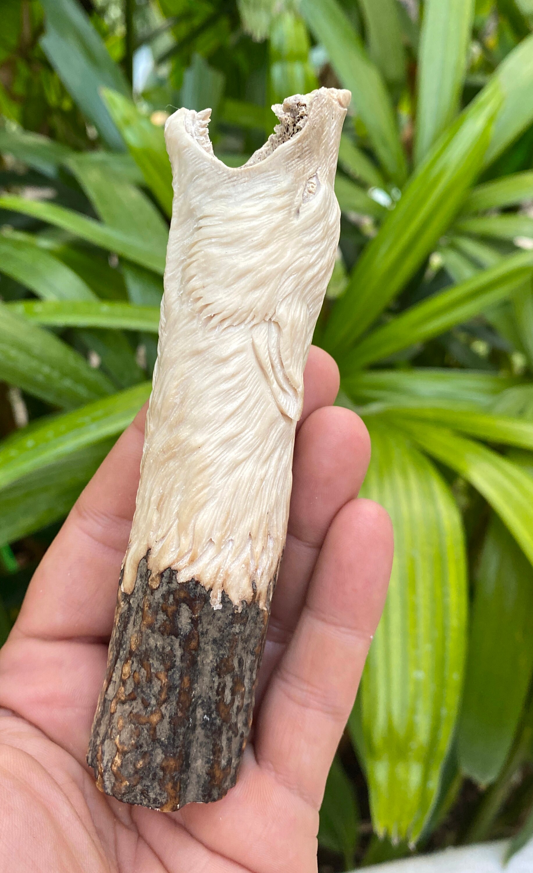 Lonely Wolf Knife Handle Carved Antler Wolverine 3D Knife Handle Deer ...