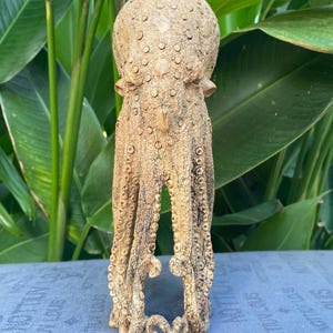 Unique Octopus Carved Wooden Statue, Carved Octopus Skull - Etsy