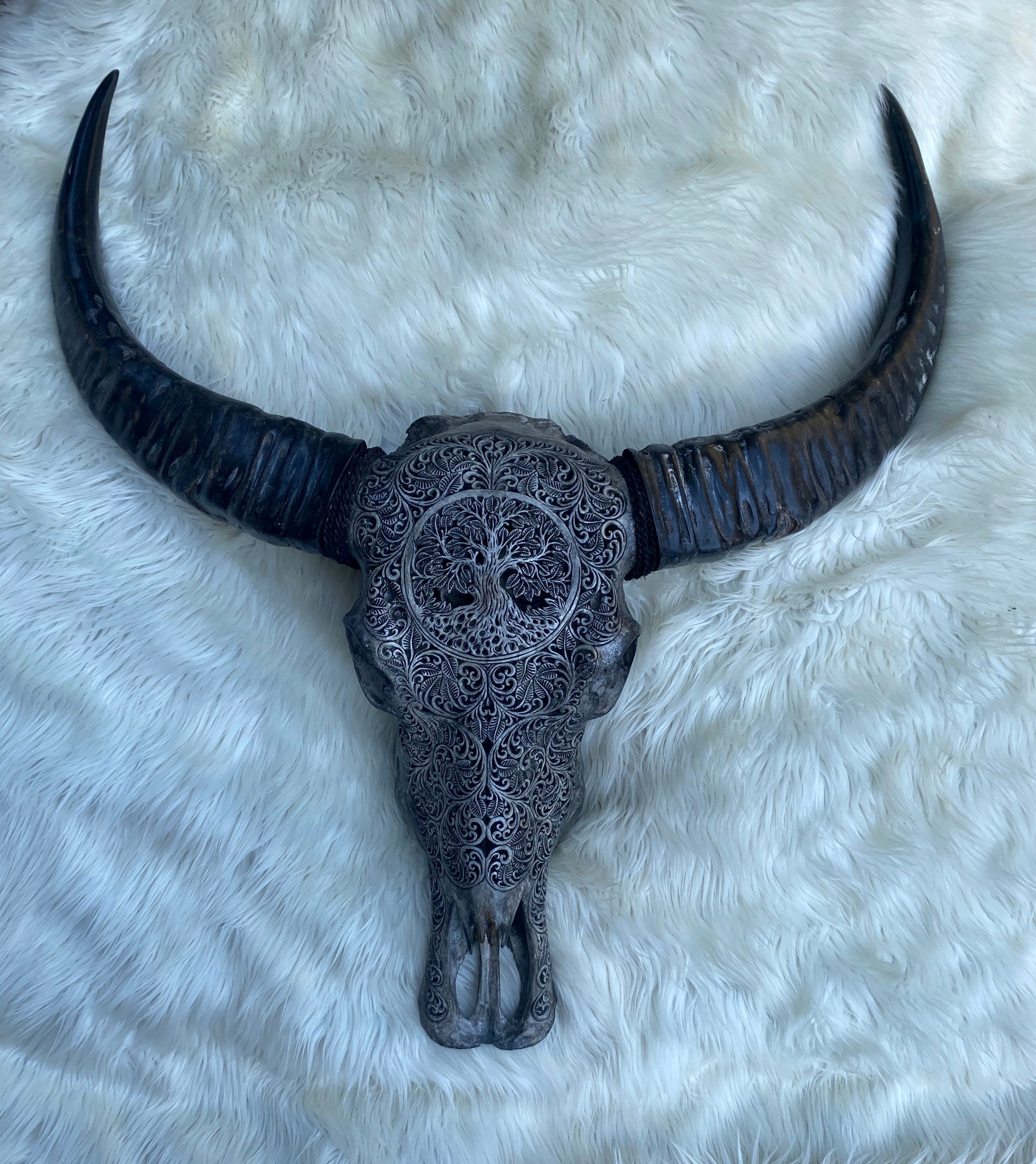Beautiful Hand Carved Buffalo Skull, Animal Skull Carving, Bull Skull ...