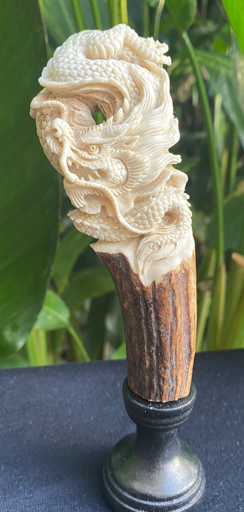 Dragon Knife Handle Chinese Dragon Deer Antler Carving Blade - Etsy