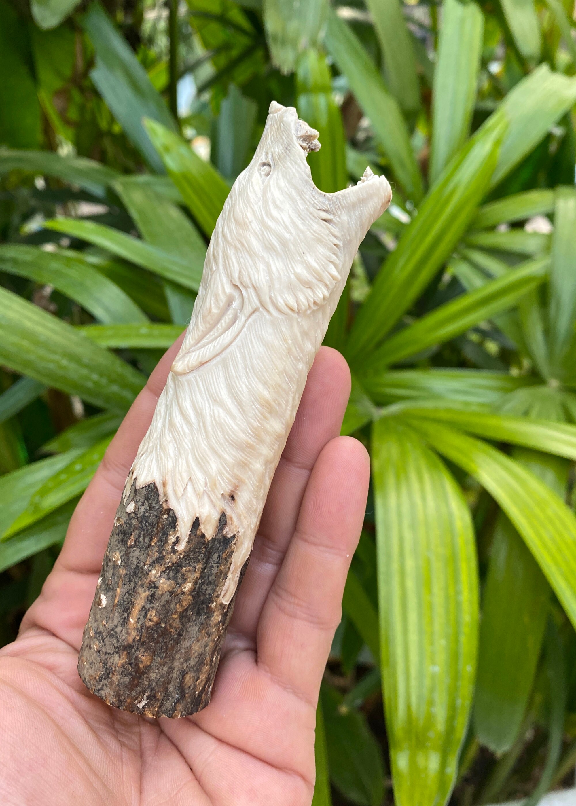 Lonely Wolf Knife Handle Carved Antler Wolverine 3D Knife Handle Deer ...