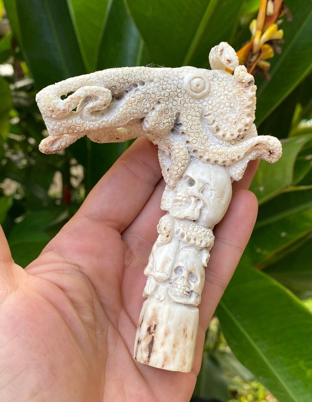 Octopus Skull Knife Handle Carved Knife Handle Deer Antler Carving ...