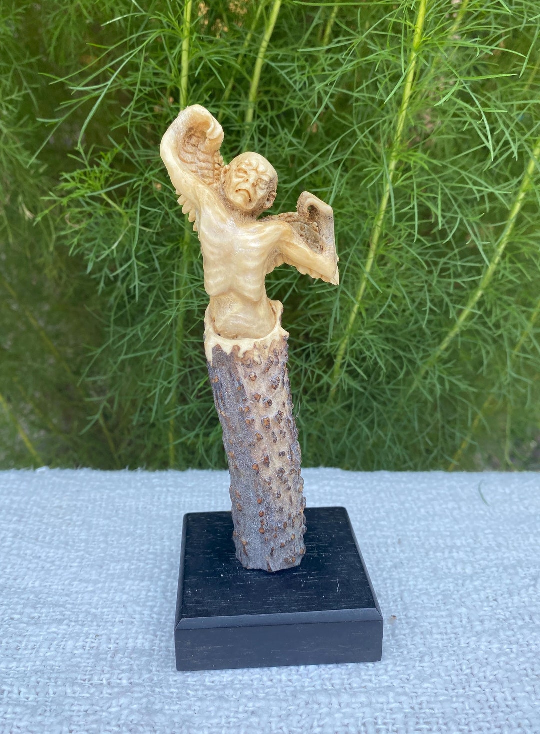 Dark Angel, Indonesian Antler Knife Handle, Angel Carving, Angel ...