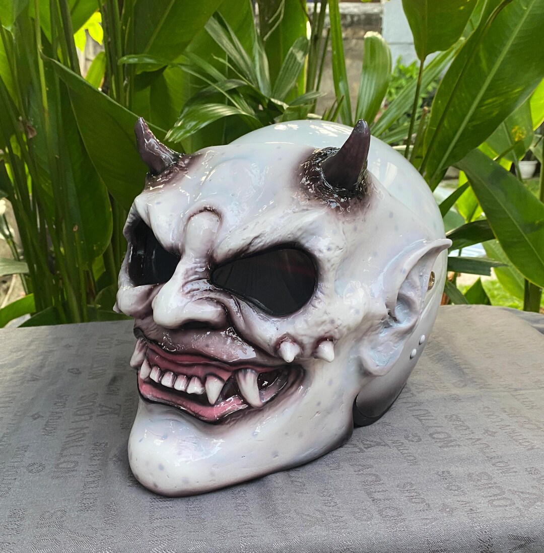 Ghost of a Demon Custom Motorcycle Helmet 3D Devil Hell Boy Airbrush ...