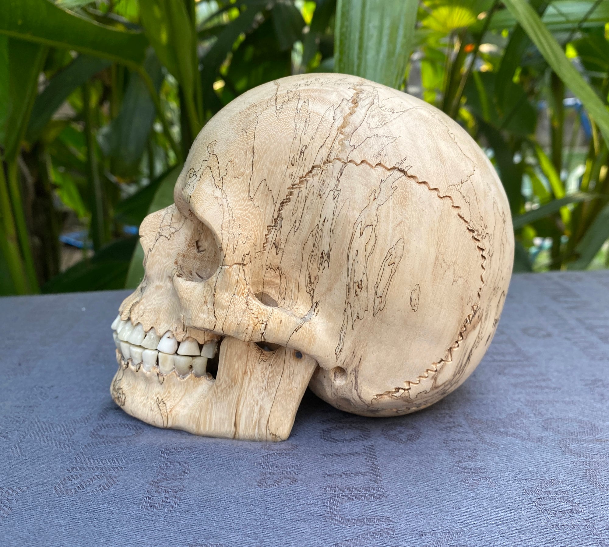 Wooden Skull, Human Skull Carved, Skull Figurine, Carved Skull, Skull ...