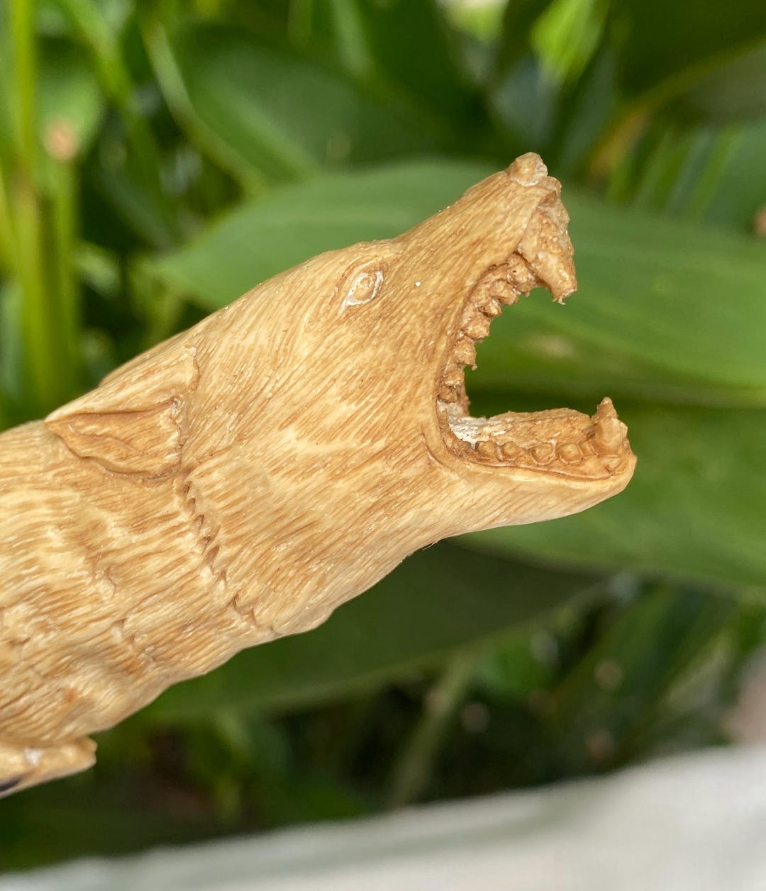 Angry Wolf Carved Wolf Knife Handle, Moose Carving, Indonesian Antler ...