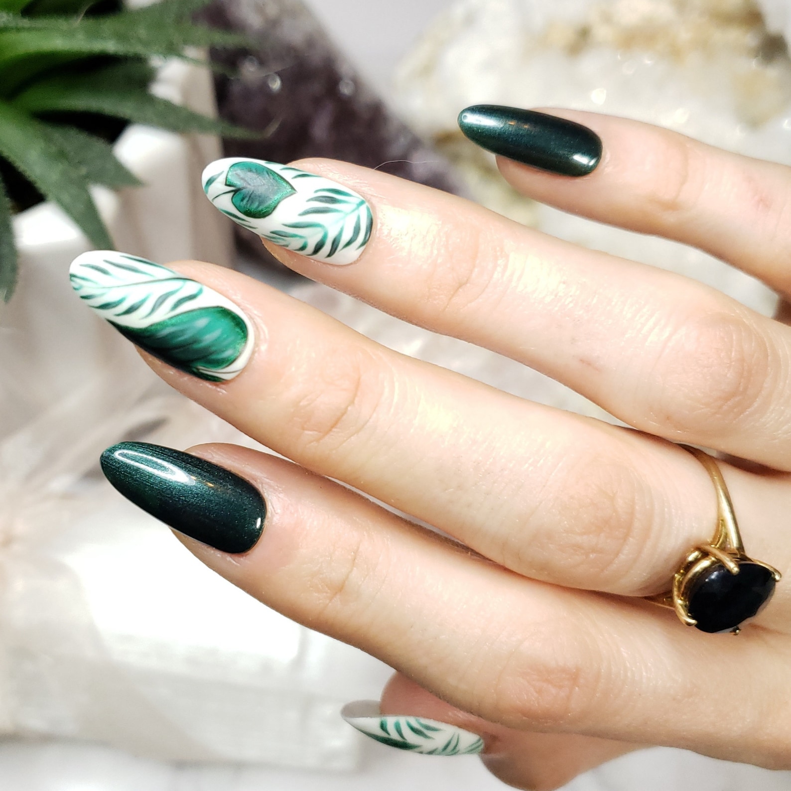 Botanical Plant Press Ons Plant Nail Art Leaf Nails White - Etsy