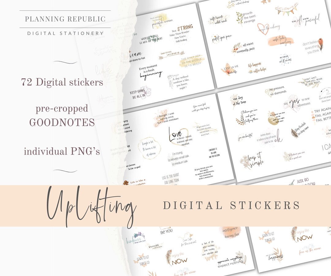 Uplifting Digital Sticker Quotes | Motivational Quotes With Clipart ...