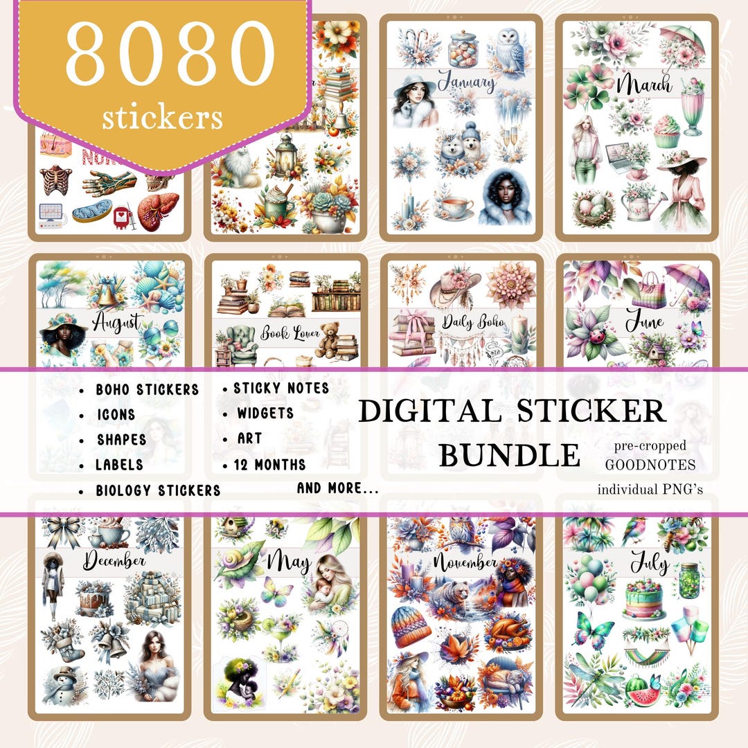 Goodnotes Stickers BUNDLE | Cute Digital Sticker Pack | Everyday ...