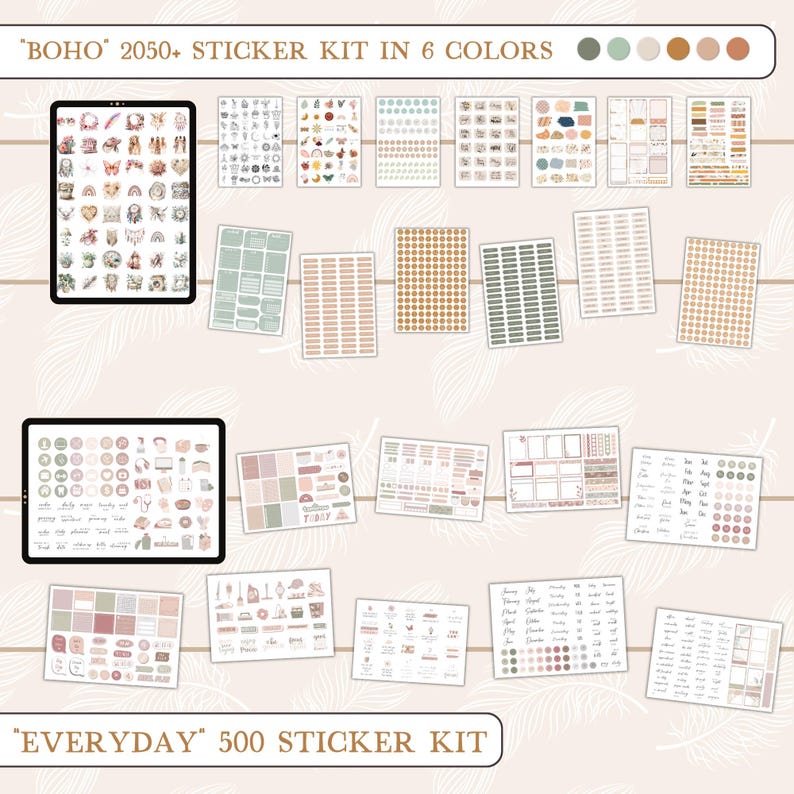 Boho Digital Sticker Bundle for Goodnotes | 4600+ PNG Stickers (digital ...