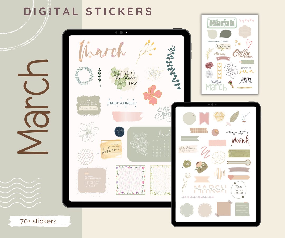 MARCH Digital Stickers for Everyday Use Digital Planner - Etsy