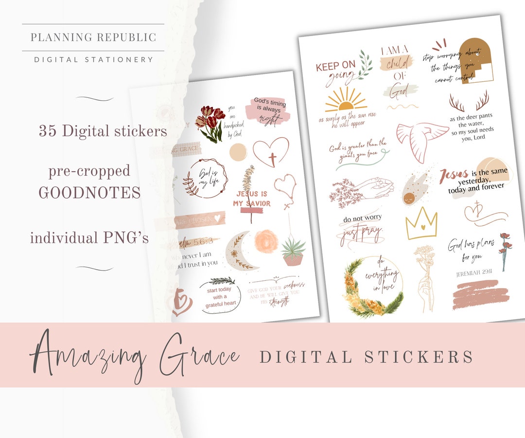 Amazing Grace Bible Digital Stickers | Goodnotes Stickers | Digital ...