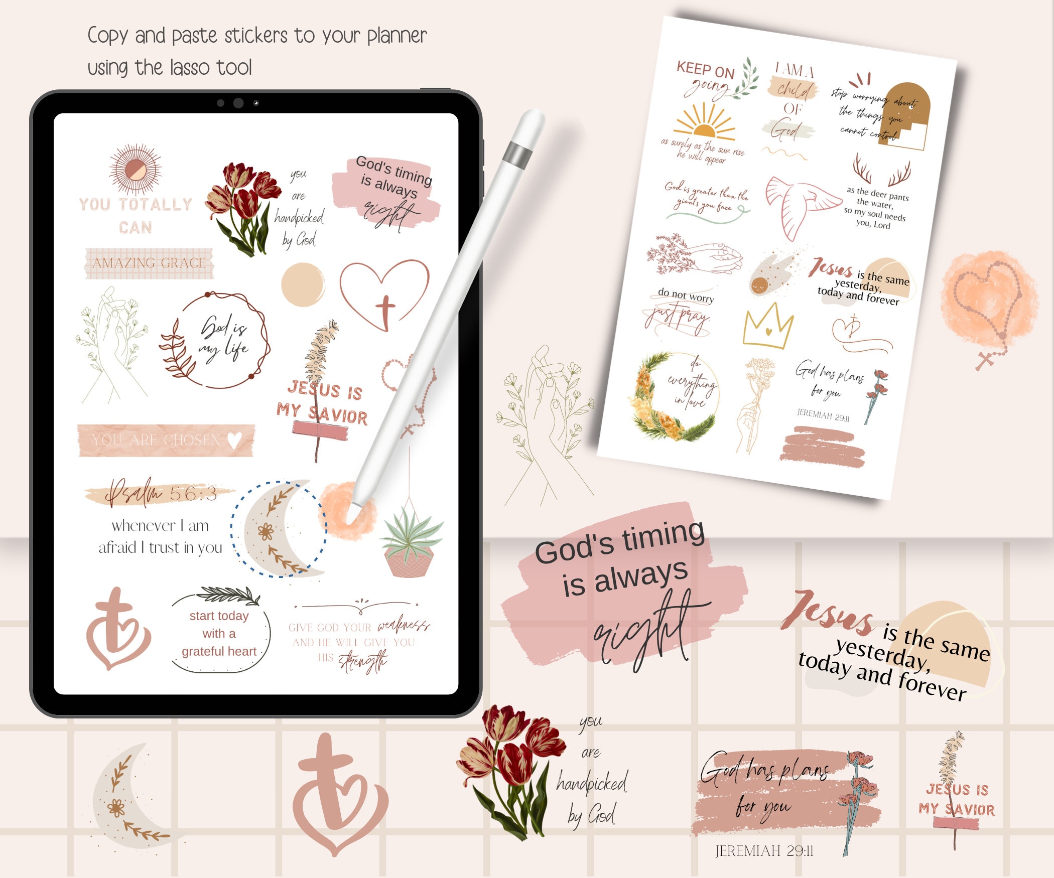 Amazing Grace Digital Stickers | Bible Journaling, Goodnotes (PNG, PDF ...