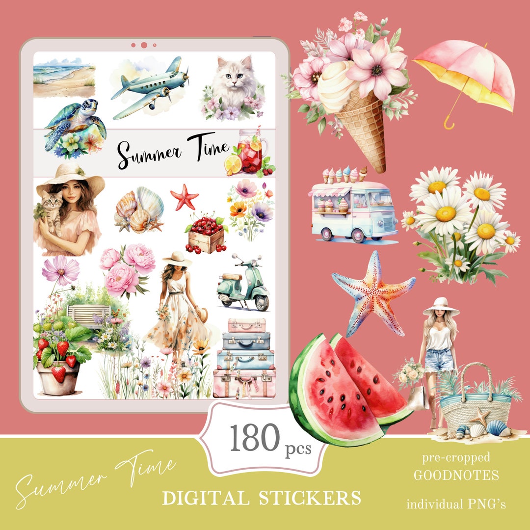 Summer Time Goodnotes Stickers | Cute Digital Sticker Pack | Everyday ...