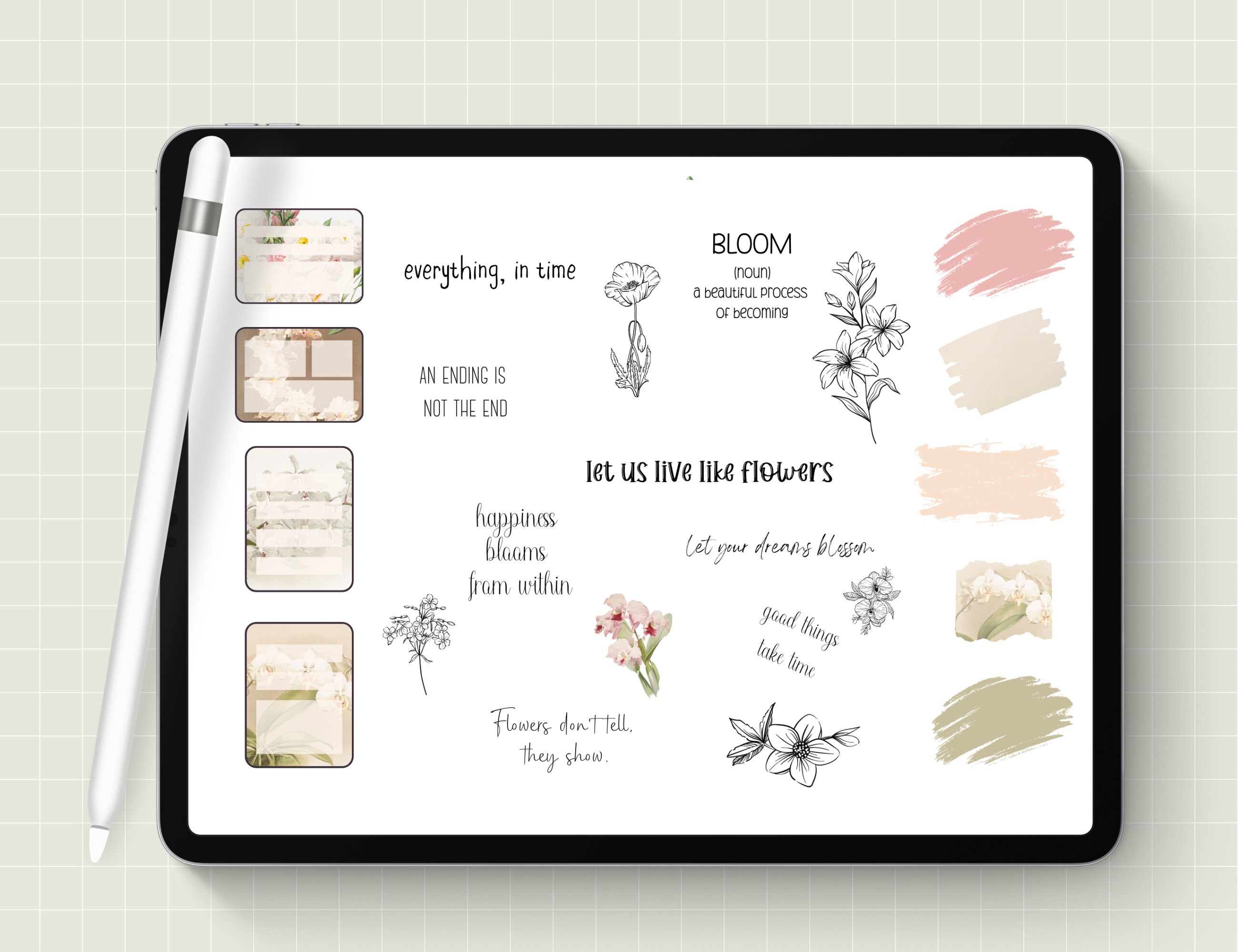 Vintage Flowers Goodnotes Stickers cute Digital Sticker Pack Stickers ...