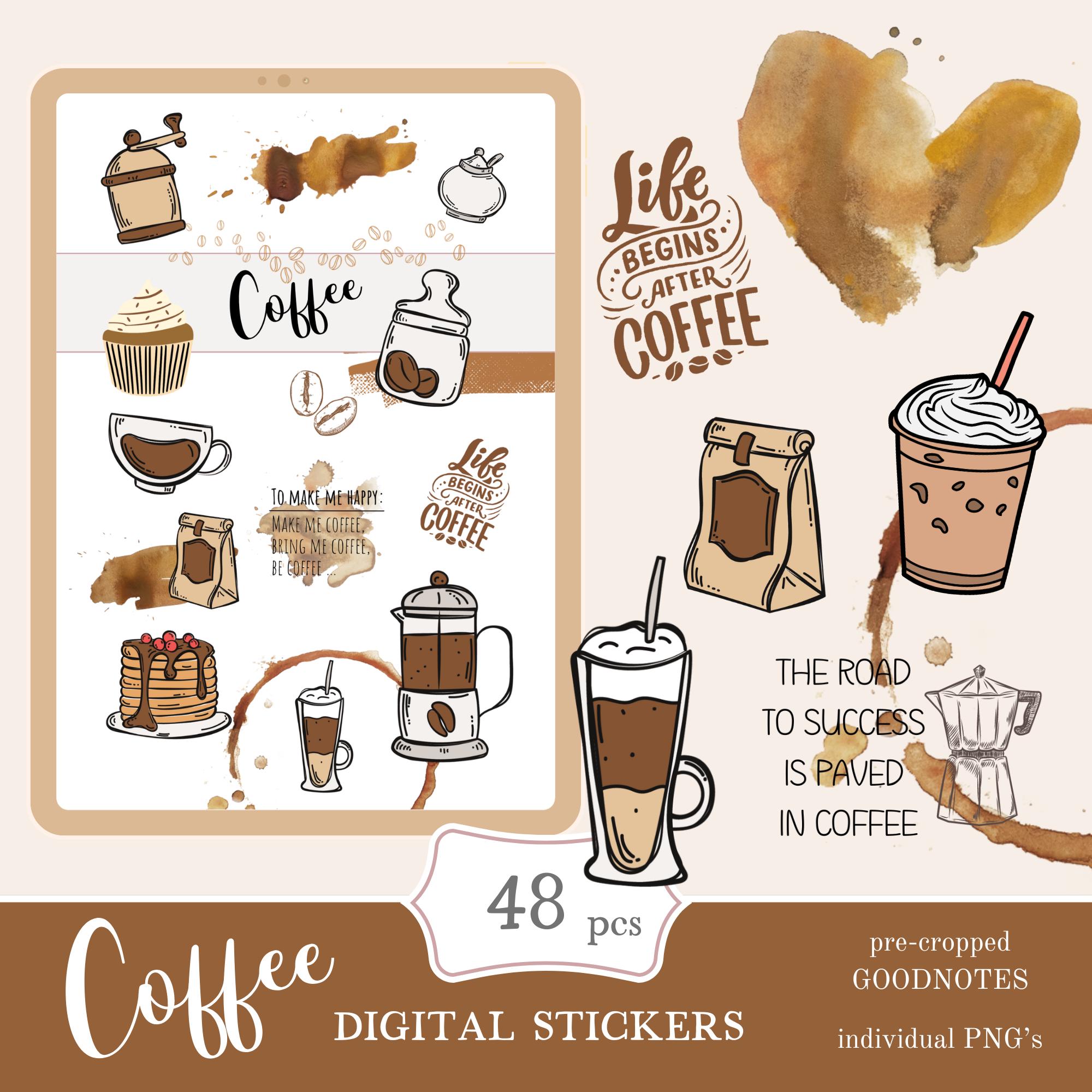 Coffee Goodnotes Stickers | Cute Digital Sticker Pack | Everyday ...
