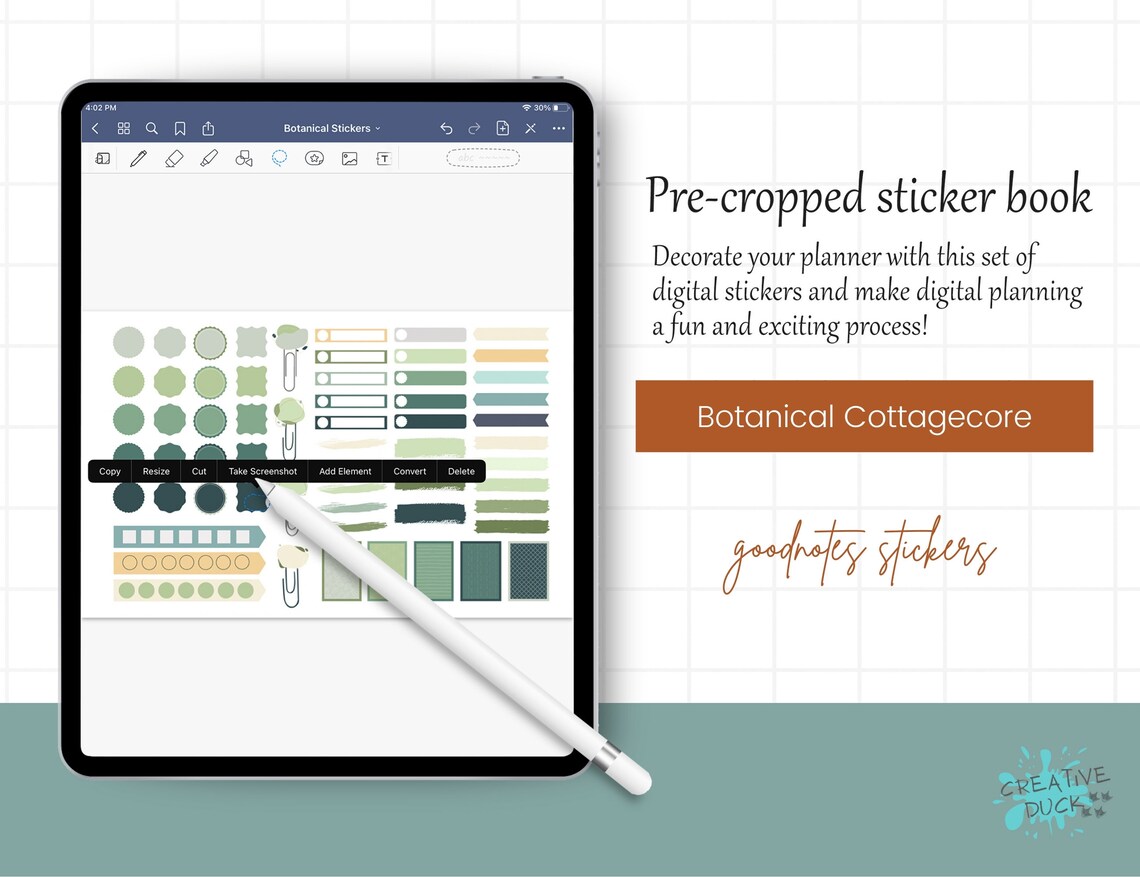 Botanical-cottagecore Goodnotes Digital Sticker Set - Etsy