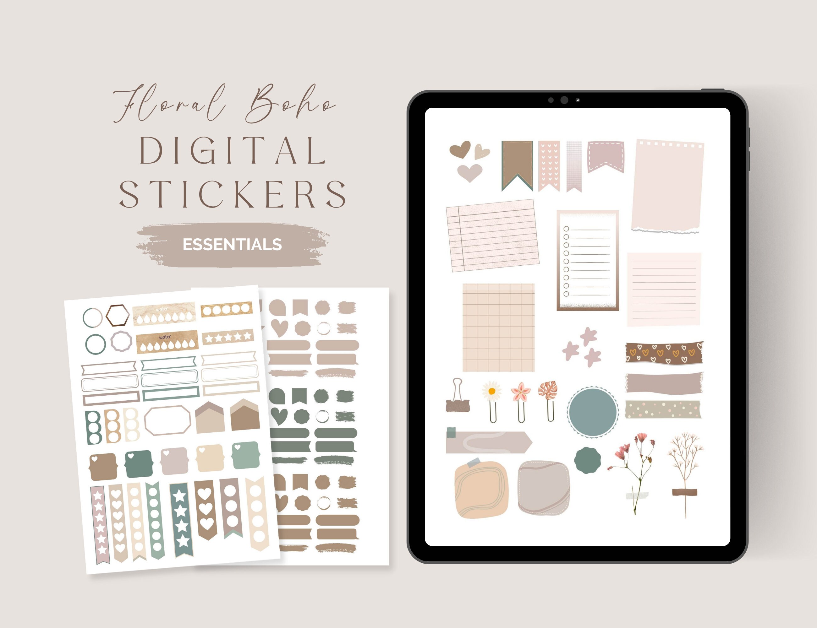 Floral Boho Goodnotes Stickers Floral Cute Digital Sticker Pack ...