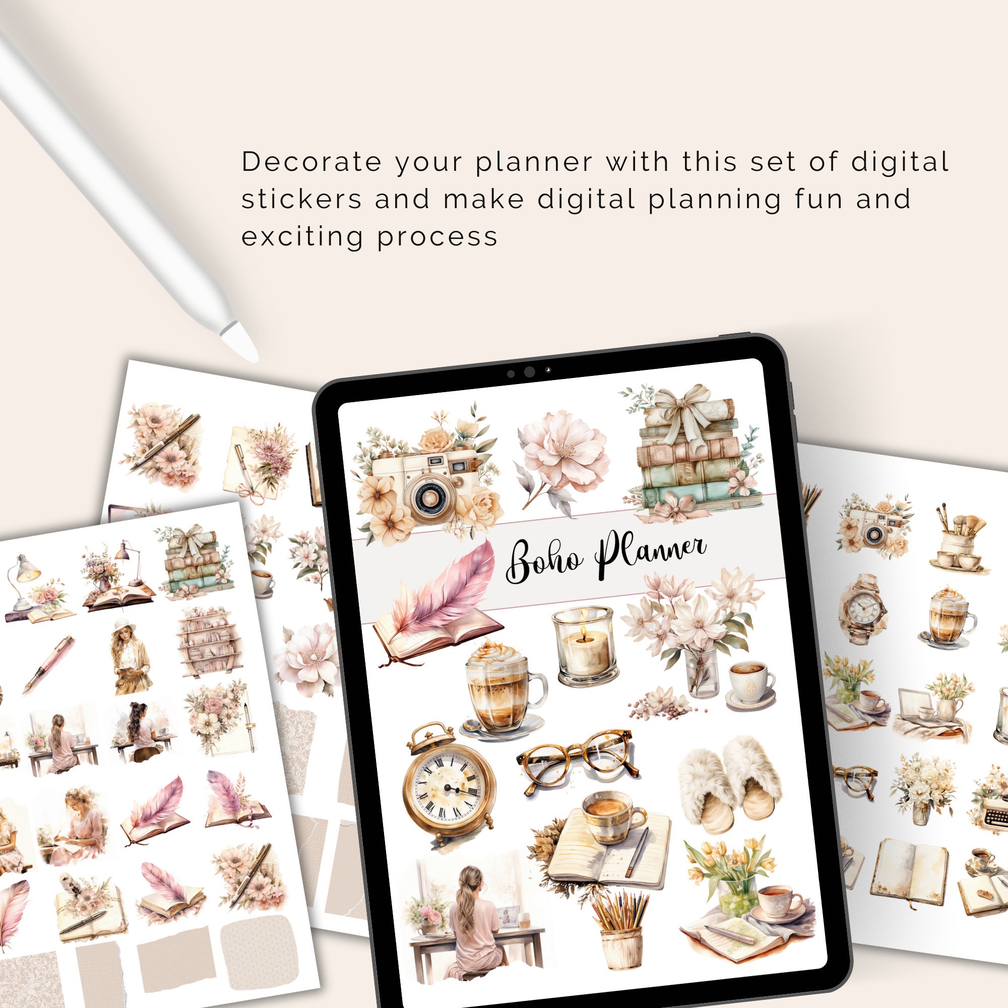 Boho Planner Stickers | Cute Digital Stickers, Goodnotes, Notability ...