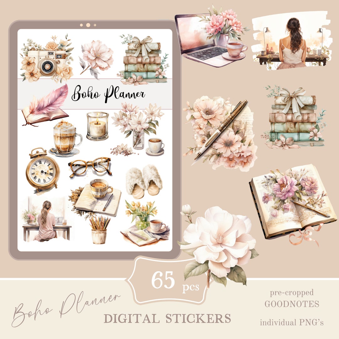 Boho Planner Stickers | Cute Digital Stickers, Goodnotes, Notability ...