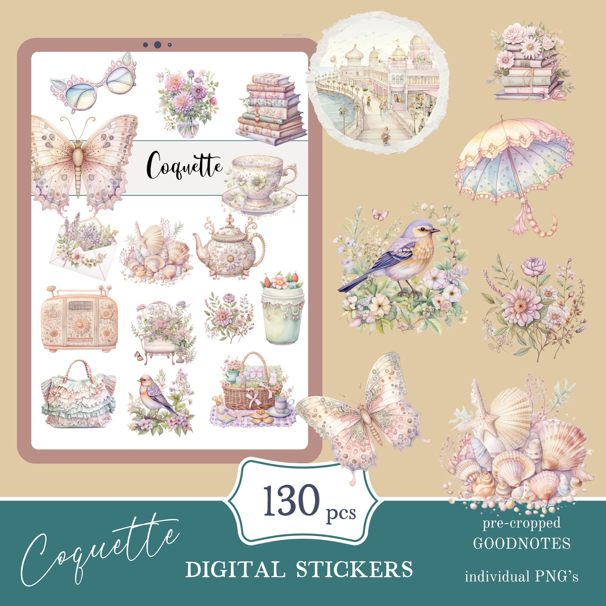 Coquette Goodnotes Stickers Cute Digital Sticker Pack Everyday Stickers ...