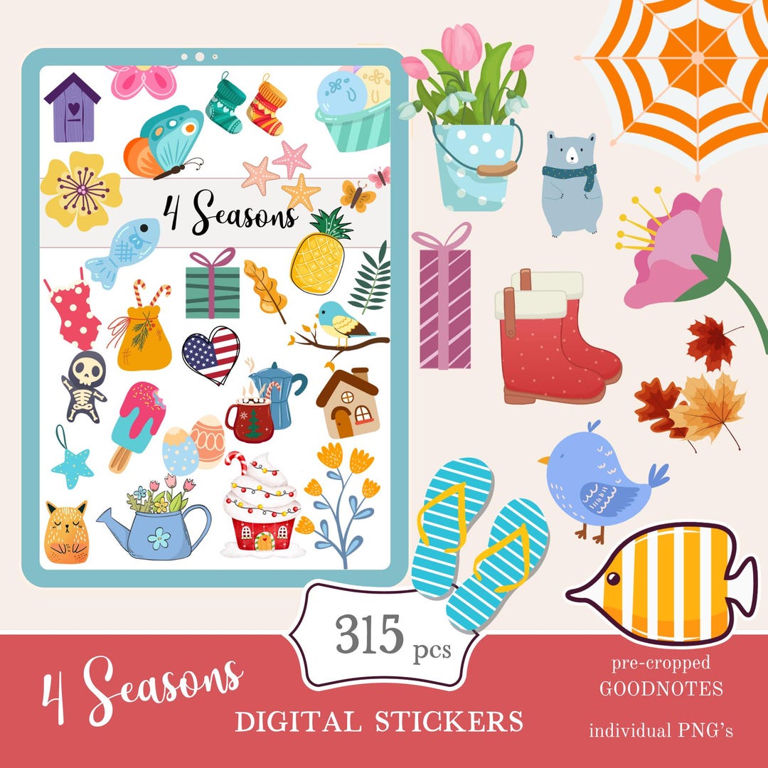 Four Seasons Goodnotes Stickers | Cute Digital Sticker Pack | Everyday ...